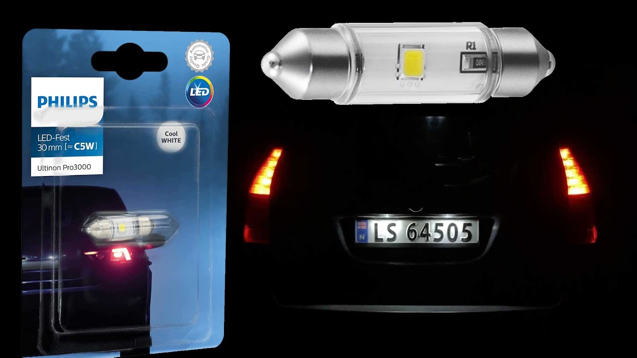 Philips Ultinon Pro3000 LED Festoon Type Bulb - License Plate Light ...