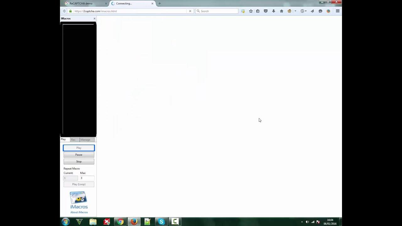 Recaptcha V2 solved using imacros - YouTube