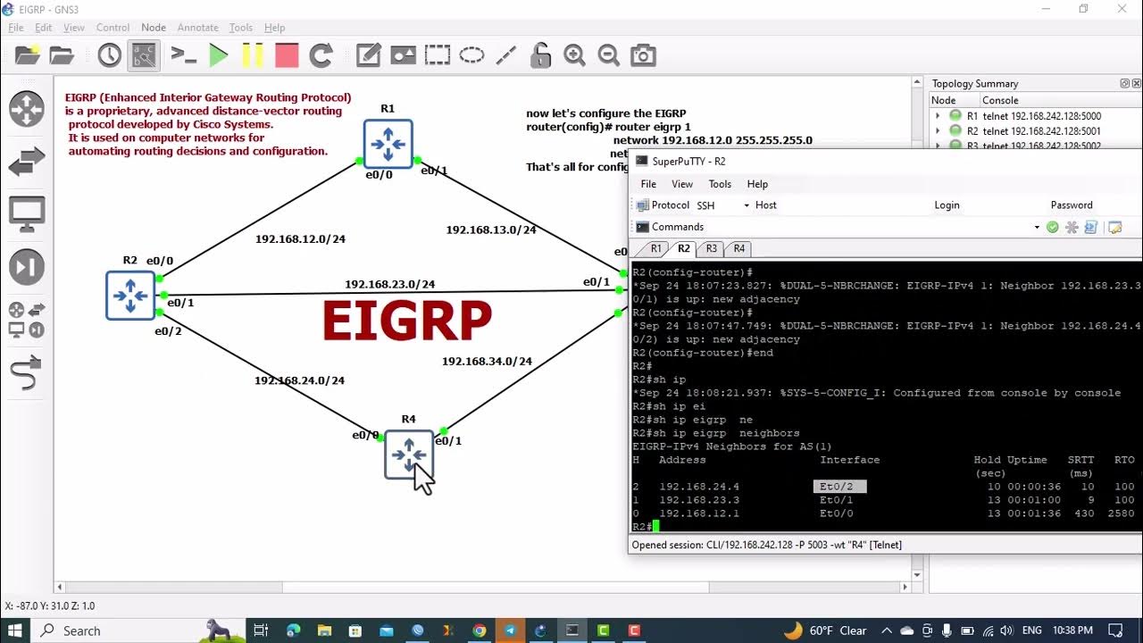 EIGRP (Enhanced Interior Gateway Routing Protocol) | EIGRP configuration - YouTube