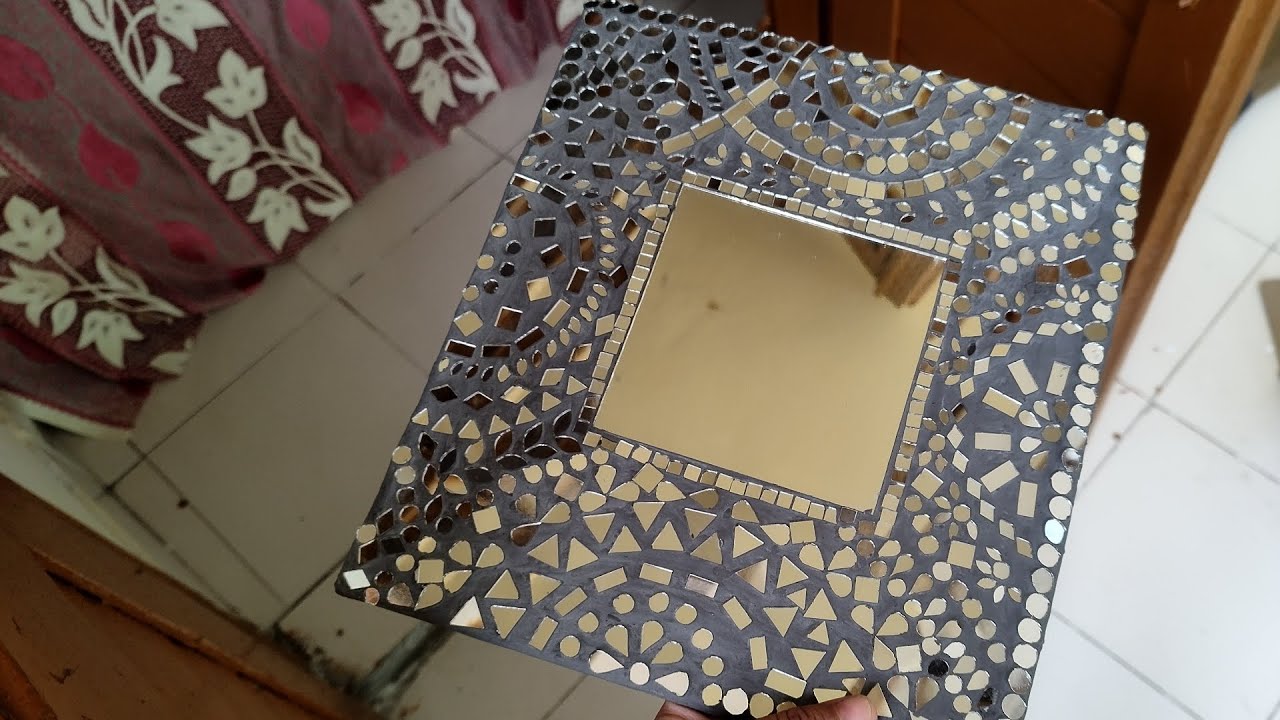 Mirror mosaic art/ Easy and simple mosaic art/ cardboard pe mosaic art ...