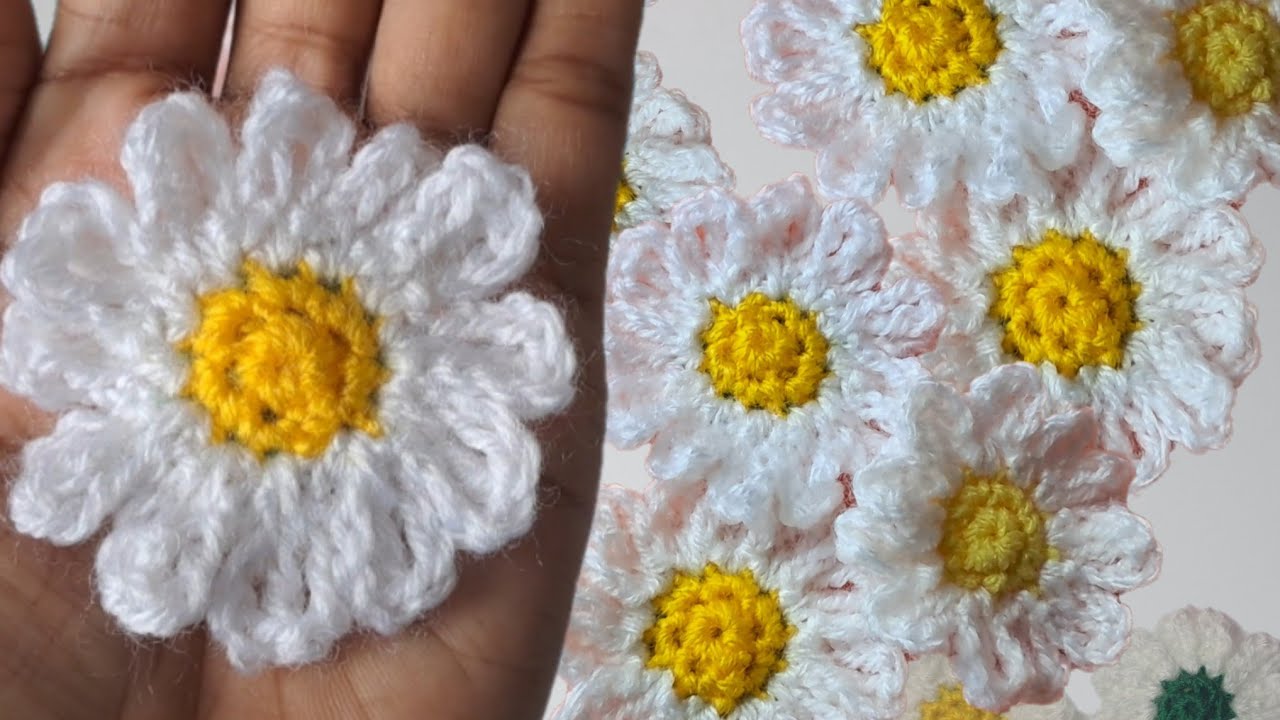 how to crochet daisy flower:tutorial for beginners - YouTube