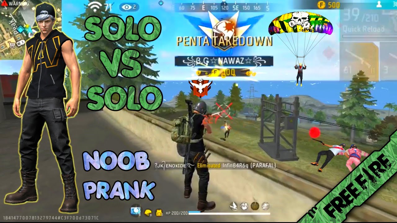 Free Fire Solo Vs Solo | NOOB PRANK | Bermuda Map Full Gameplay Garena ...