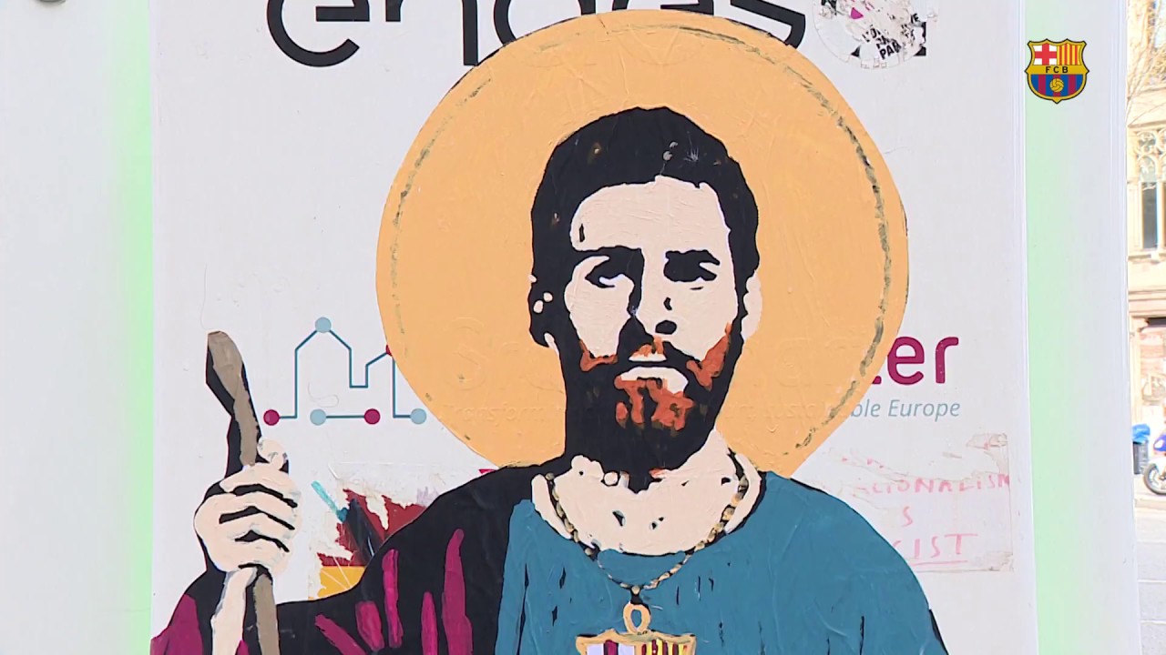 New graffiti mural of Leo Messi in Barcelona city center - YouTube