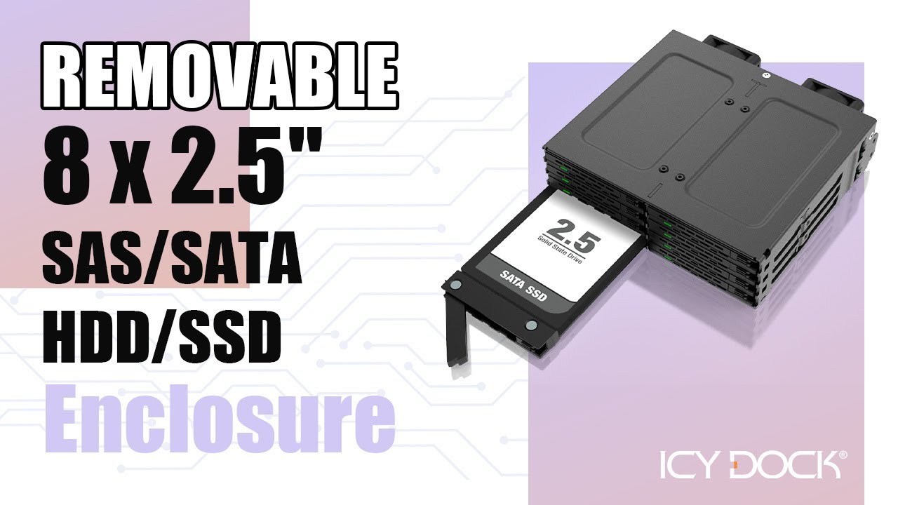 ICY DOCK 8 Bay 2.5" SAS/SATA HDD/SSD Mobile Rack for 5.25" Bay ...