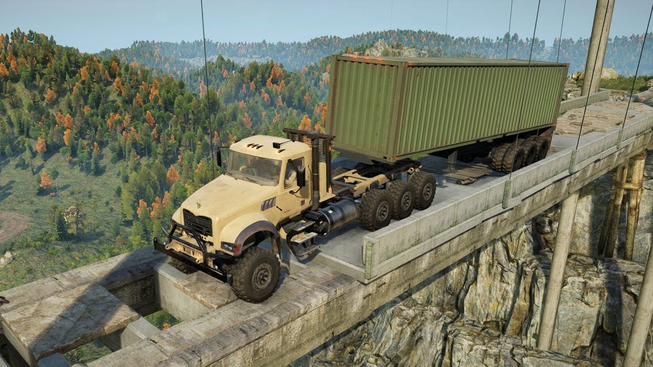 SnowRunner - Mack Defense M917A3 8x8 - Driving Crossing Dangerous ...