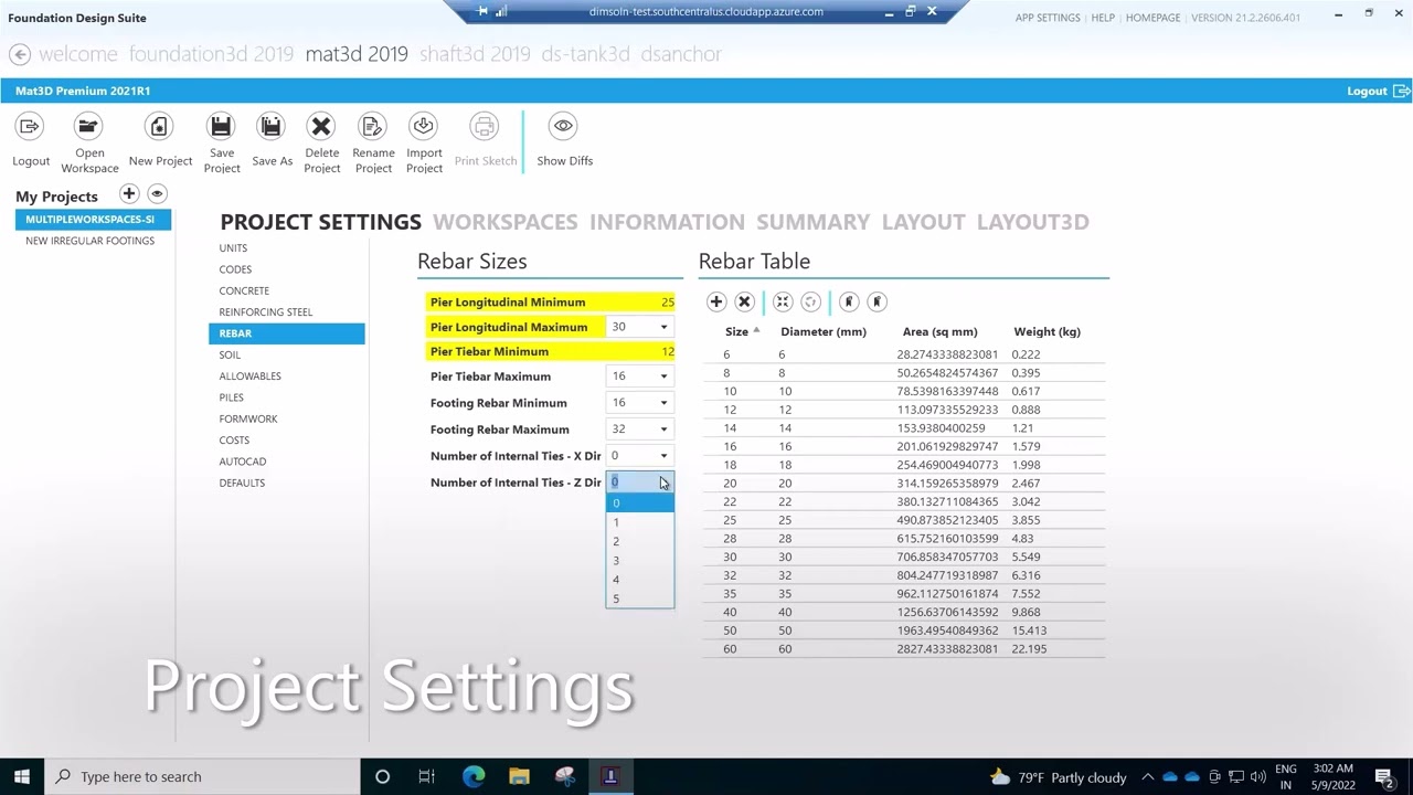 Overview of DS Foundation Design Suite Mat3D Project Setting - YouTube