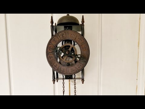 Antique German Clock Skeleton Wall Clock Weight-Driven Pendulum - YouTube