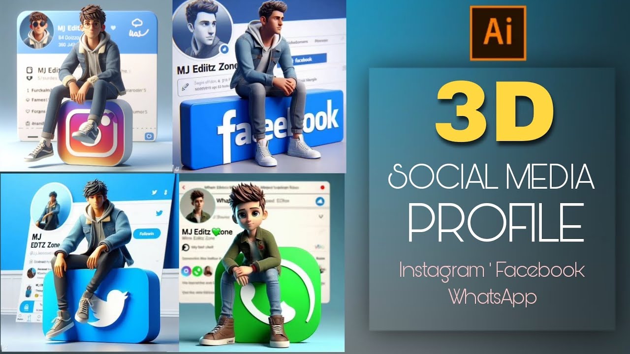 Social Media 3D Profile editing 🤩😱🎉 ( AI GENERATED 3D SOCIAL MEDIA ...