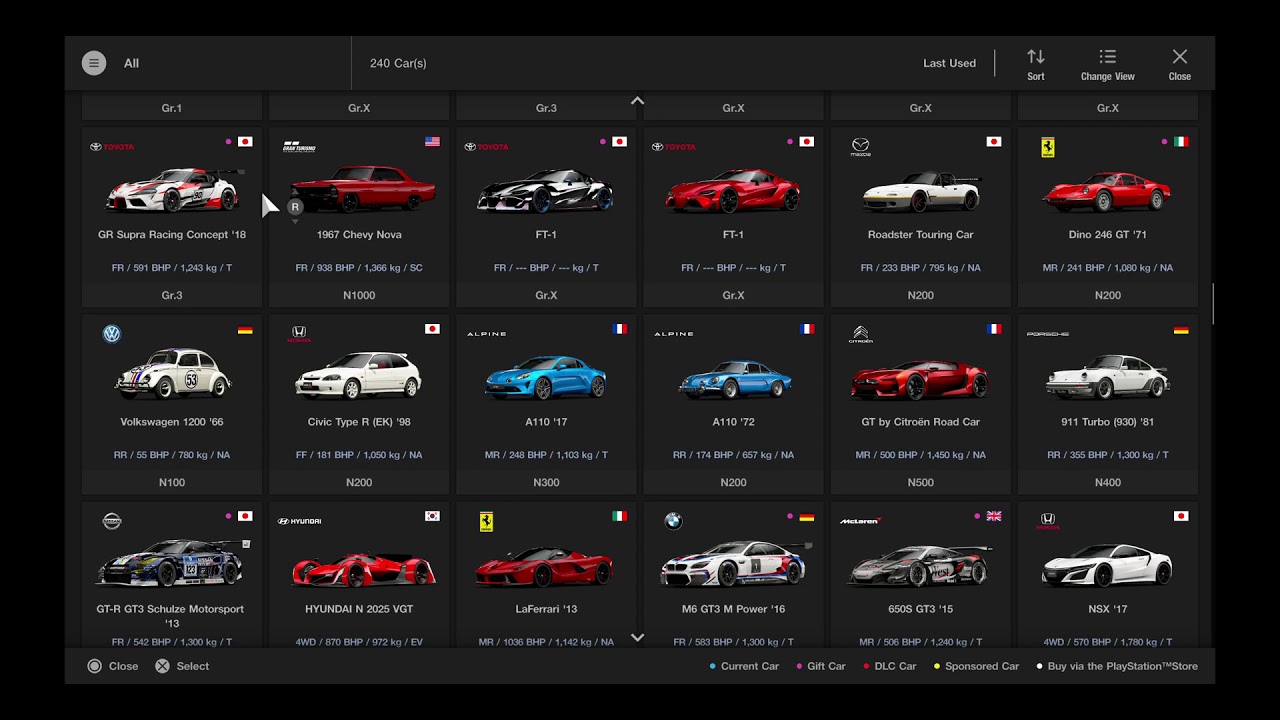 Gran Turismo™SPORT Car Collection - YouTube