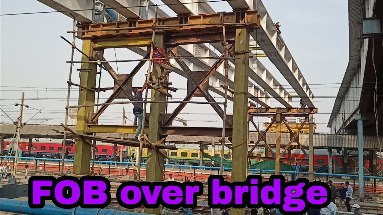 Launch of FOOT over bridge (FOB) Foot Over Bridge launching।। girder ...