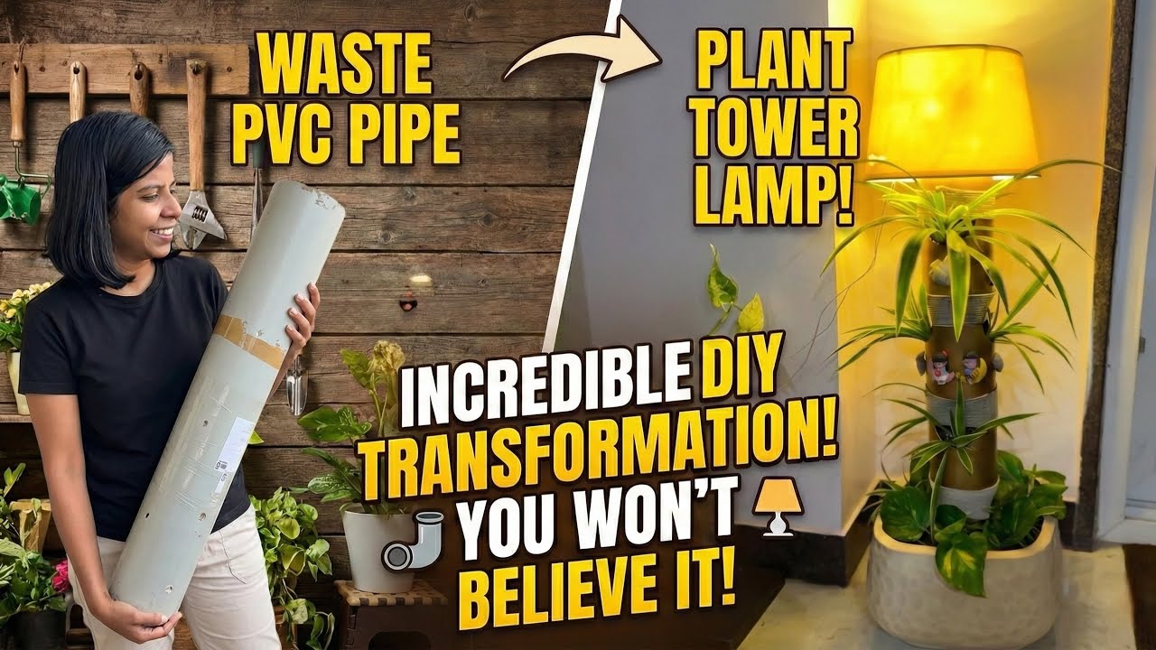 We Turned an Old PVC Pipe into a Stunning Plant Tower Lamp | Real DIY ...