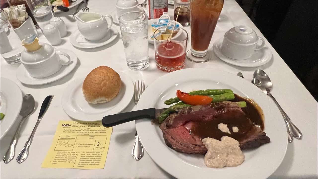 DINNER in the DINER, NOTHING could be FINER! On VIA Rail train 1, the ...