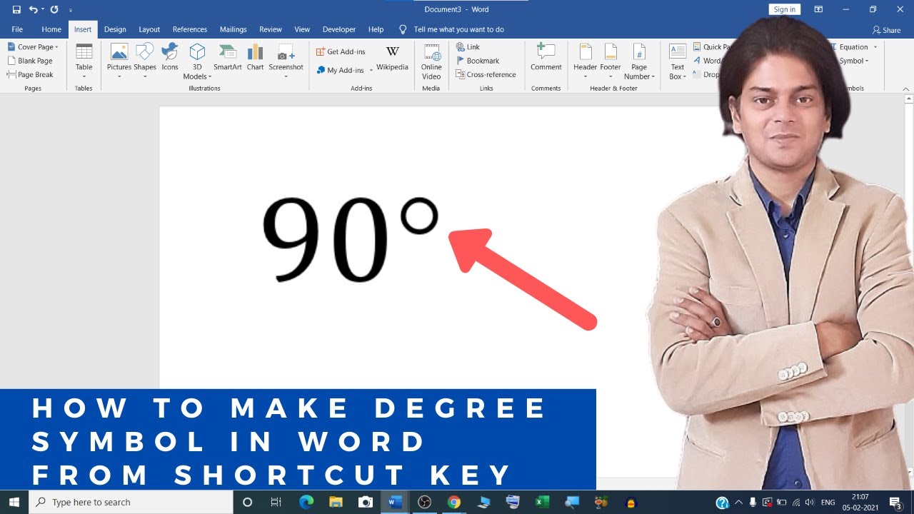 Shortcut to make degree symbol in Microsoft word | how to make degree ...
