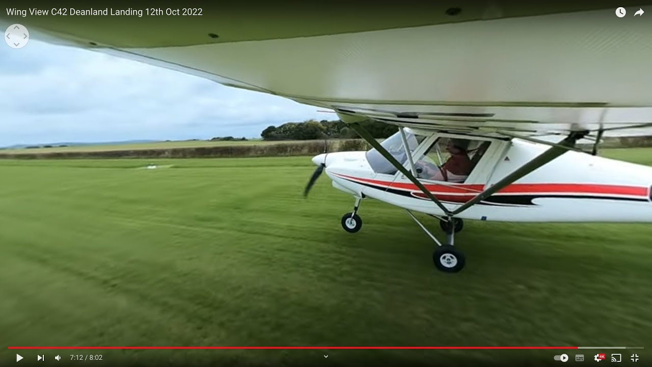 Wing View Ikarus C42 Deanland Landing R24 12th Oct 2022 TOP LEFT SCREEN ...
