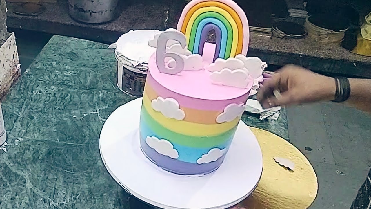 3 pound Rainbow 🌈 Cake Decoration ideas |Same fondant cake design | #mr ...