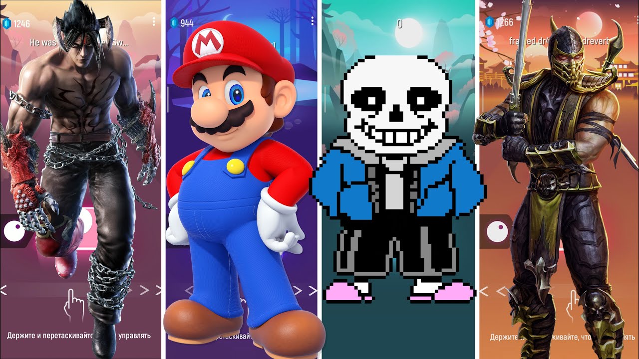 Tiles Hope EDM RUSH | Jin Kazama vs Mario vs Sas vs Scorpion | NOOB vs ...