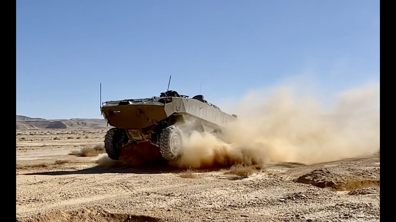 The Israeli APC 8X8 EITAN in desert road - YouTube