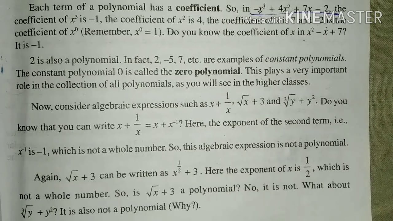 MATHS- Polynomials Class 9(CBSE Syllabus) Part-1 - YouTube