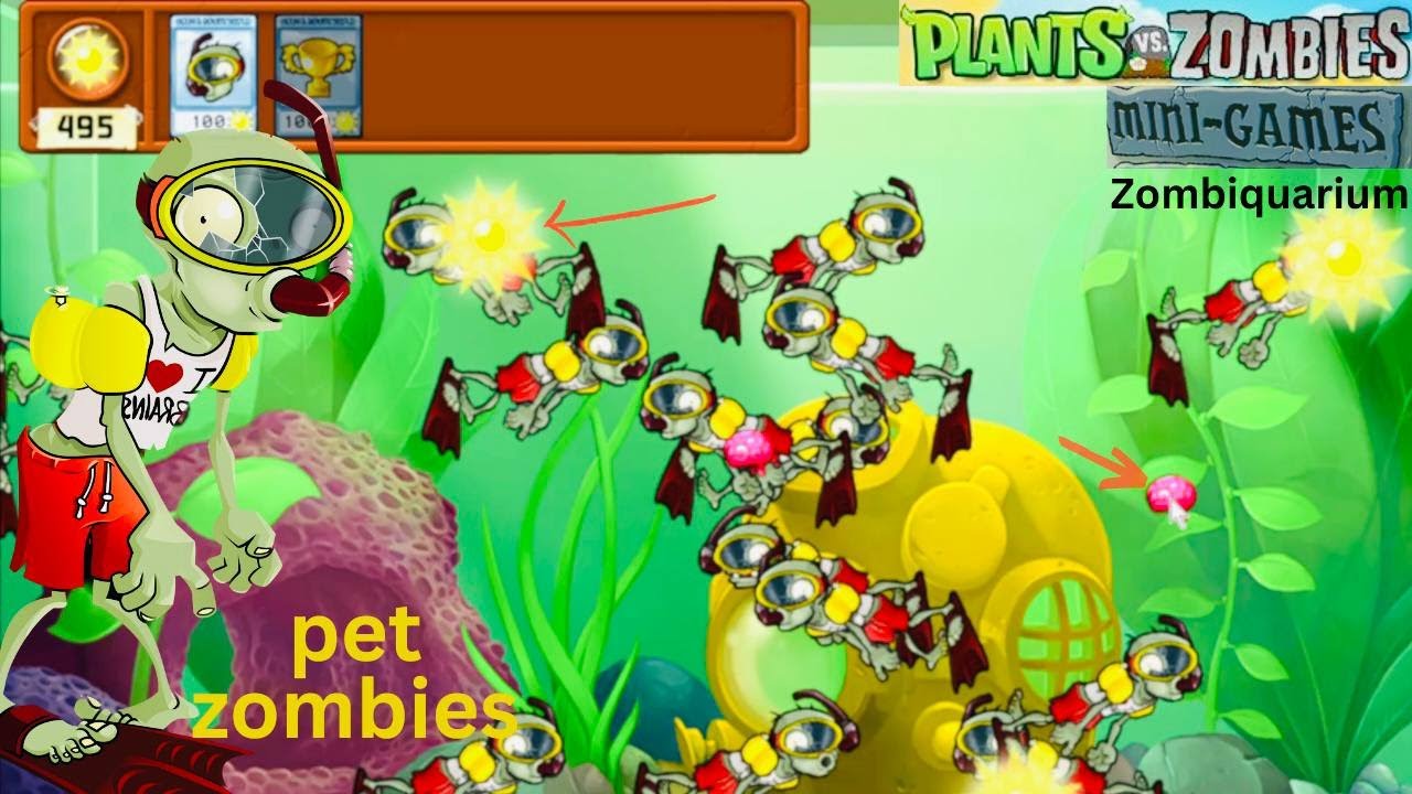 Plants vs Zombies 1 Gameplay (PC),Minigames:Zombiequarium..#gaming # ...
