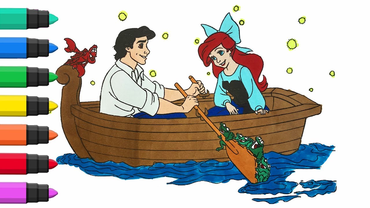Ariel And Eric In Boat Drawing