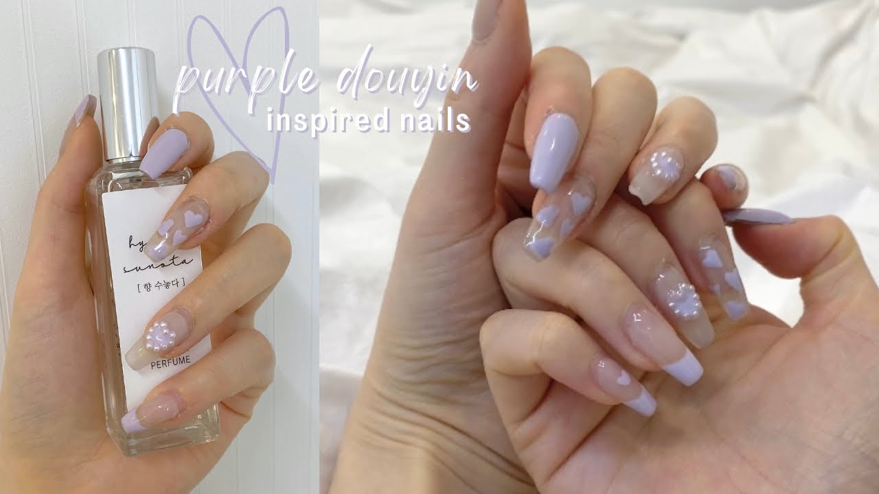 [self nail] purple douyin inspired nails💜 / poly gel / cute gel nails ...