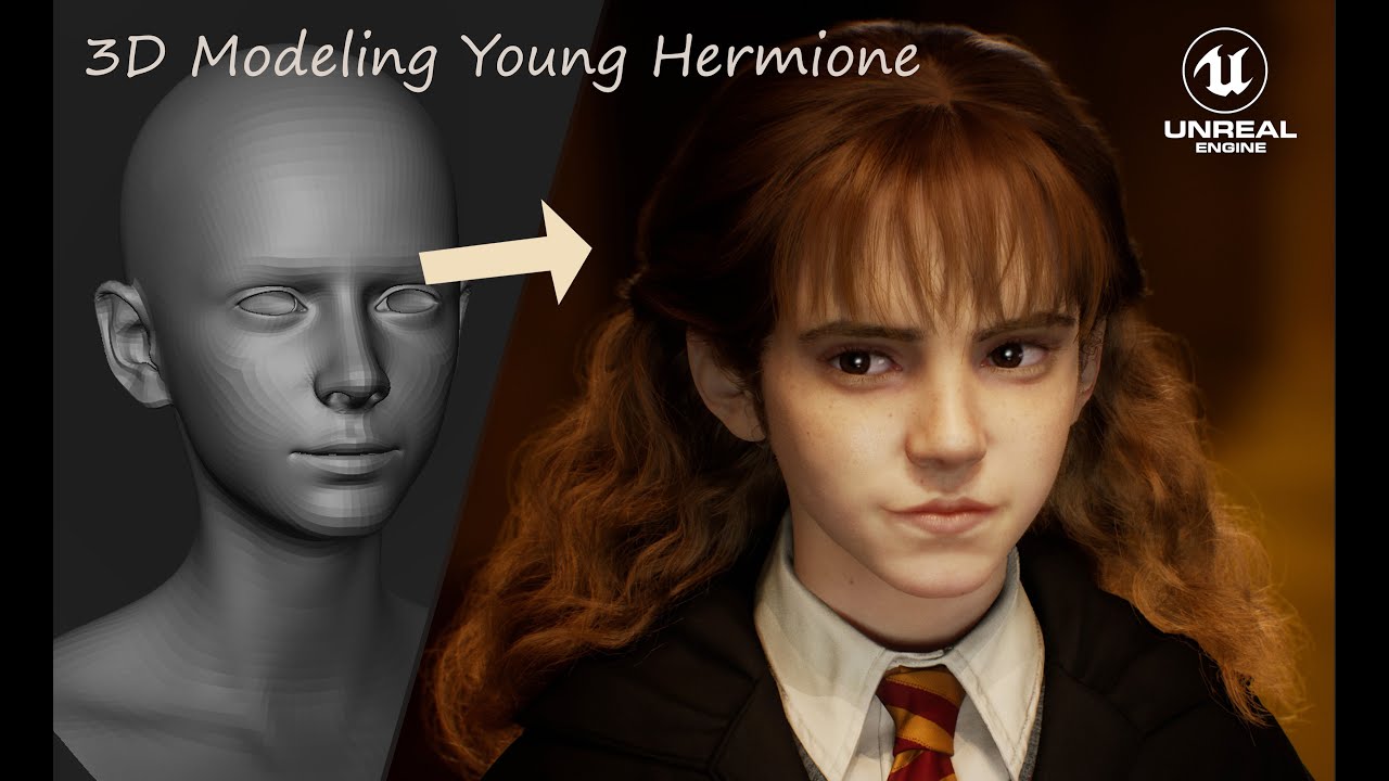 3D Modeling Young Hermione Granger Timelapse，UE5 rendering. - YouTube