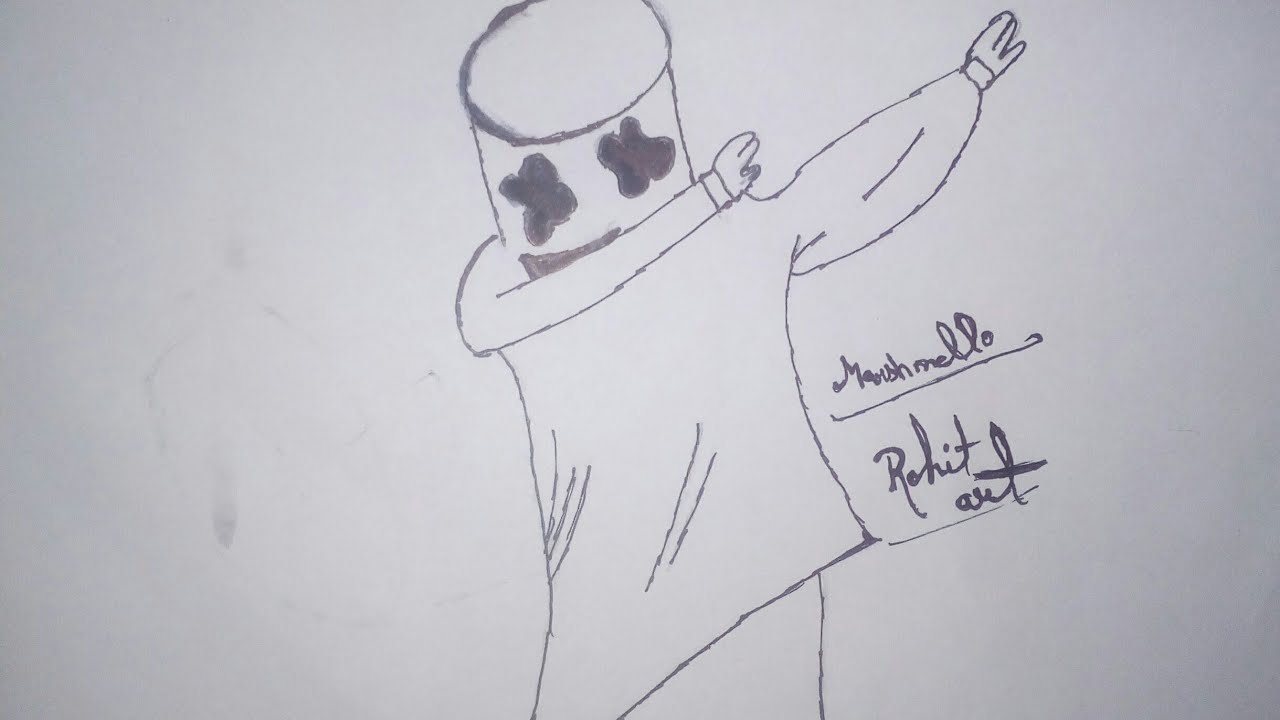 Making a Marshmello drawing with pencil - YouTube