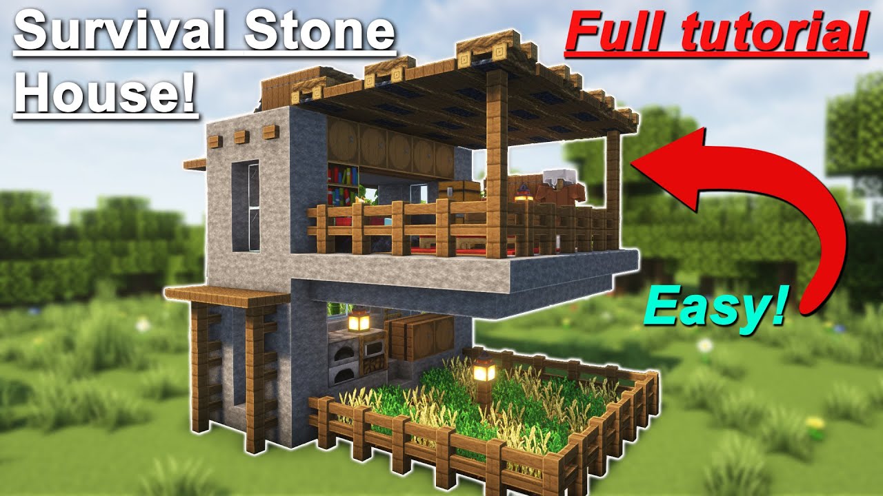 Minecraft: How to Build a Stone House | Survival House Tutorial - YouTube