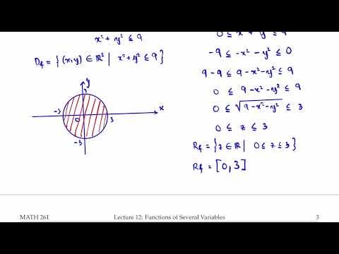 L12 - Part 1 - Functions of Several Variables - Finding Domain and Range || Multivariable ...