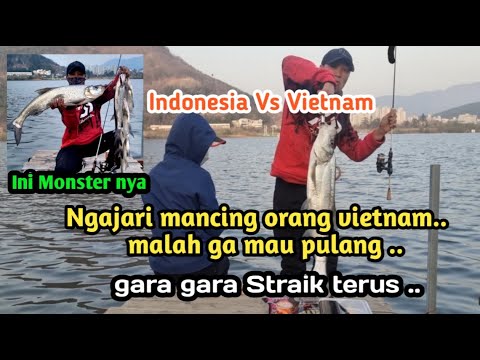 MANCING IKAN BESAR DI SUNGAI KOREA || Mancing di korea bareng orang vietnam