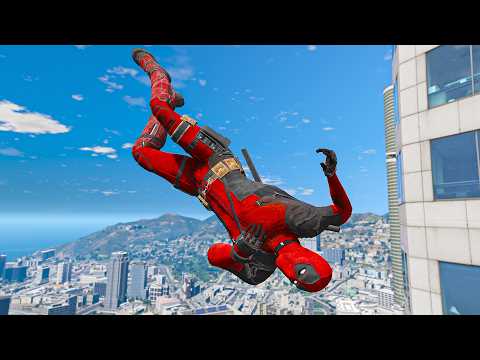 GTA5 Deadpool Mod Gameplay - GTA5 Deadpool Motorcycle Stunt (Euphoria Physics Showcase) EP-2