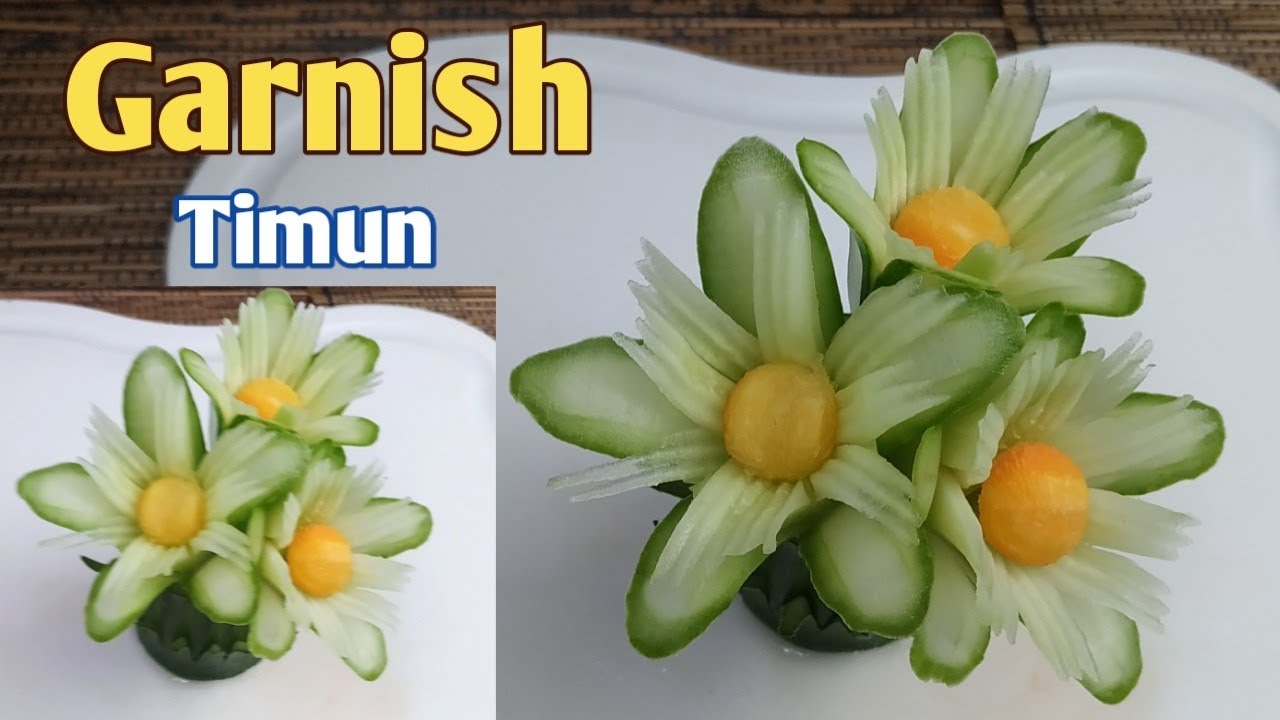 GARNISH BUNGA!! HIASAN TUMPENG DARI TIMUN DAN WORTEL//CUCUMBER GARNISH ...