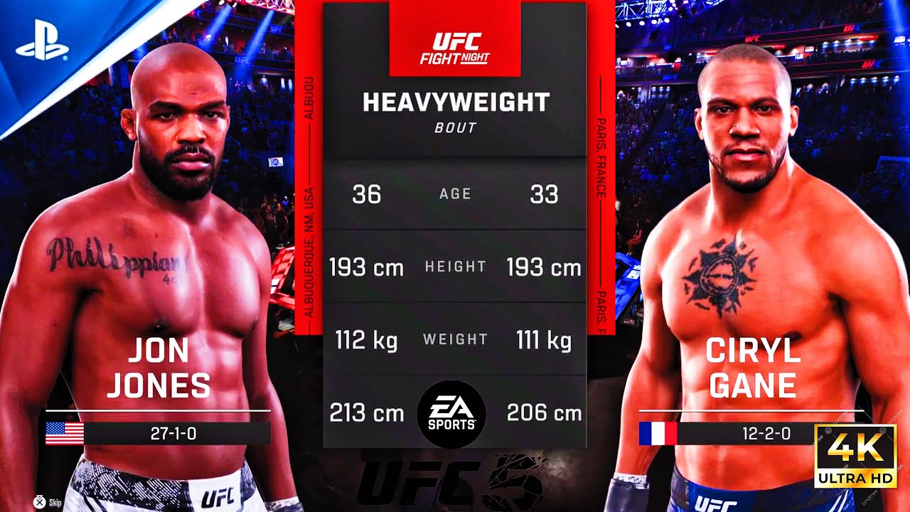 Ciryl Gane VS John Jones | UFC Fight Night | UFC 5 PS5 | 4K Gameplay ...