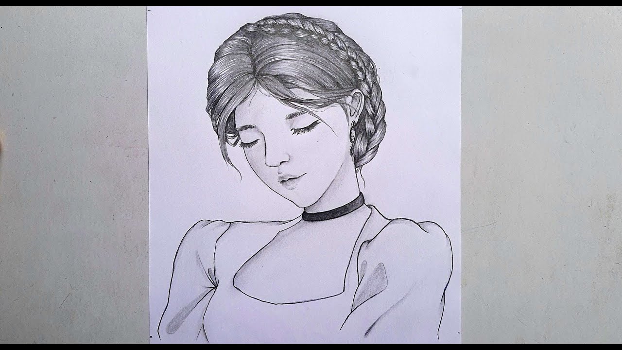 How to draw a girl || a girl with beautiful hair easy sketch || Easy ...