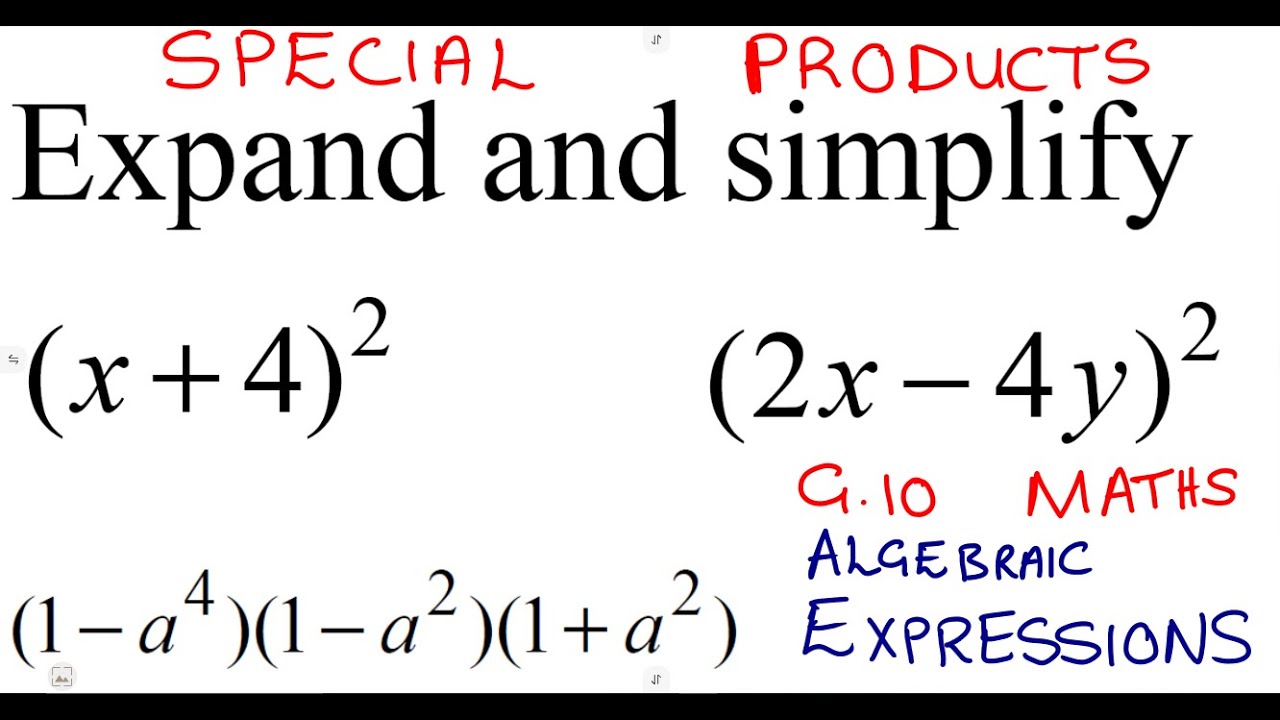 Mathematics Grade 10 Special Products - Algebraic Expressions Term 1 ...