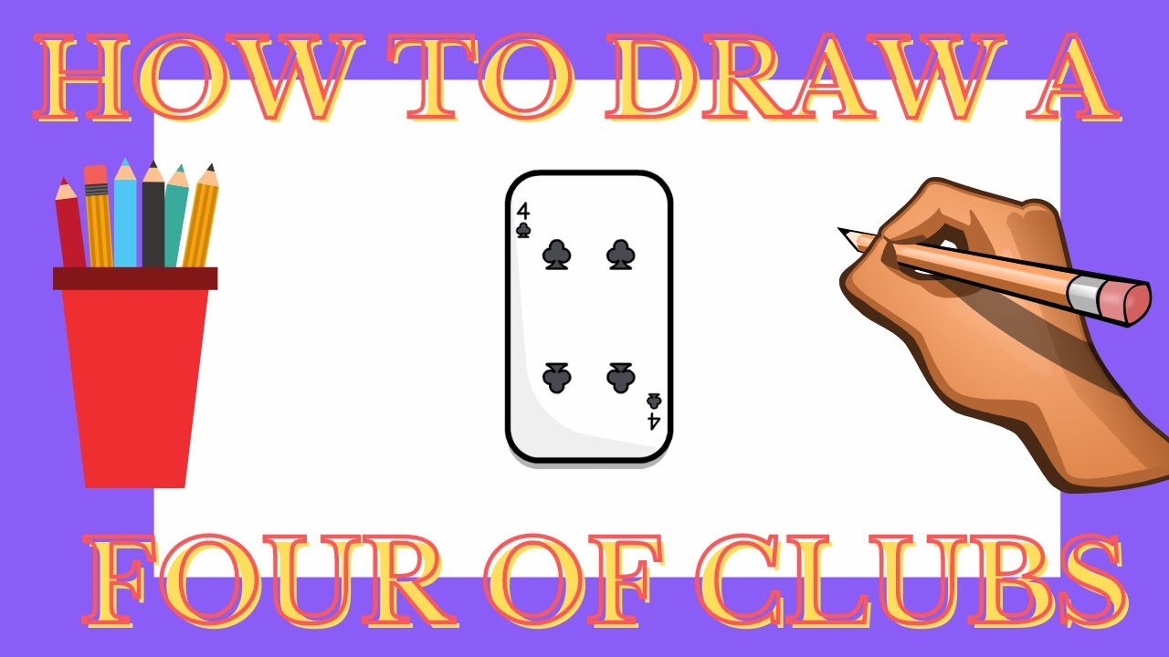 How to draw a Four of Clubs step by step - YouTube