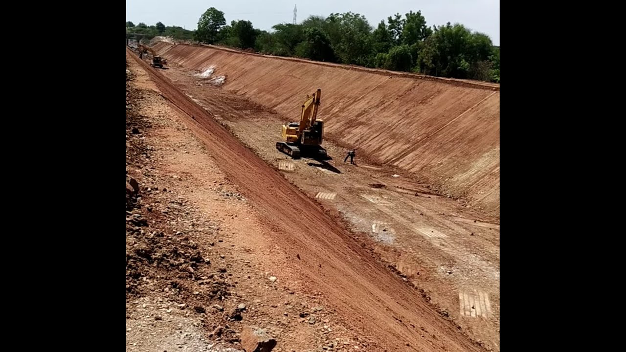 Civil Engineering, canal work, main canal trapezoidal section is ready ...