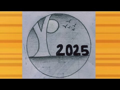 Happy new year 2025 drawing / Easy Drawing /New year 2025 drawing ...