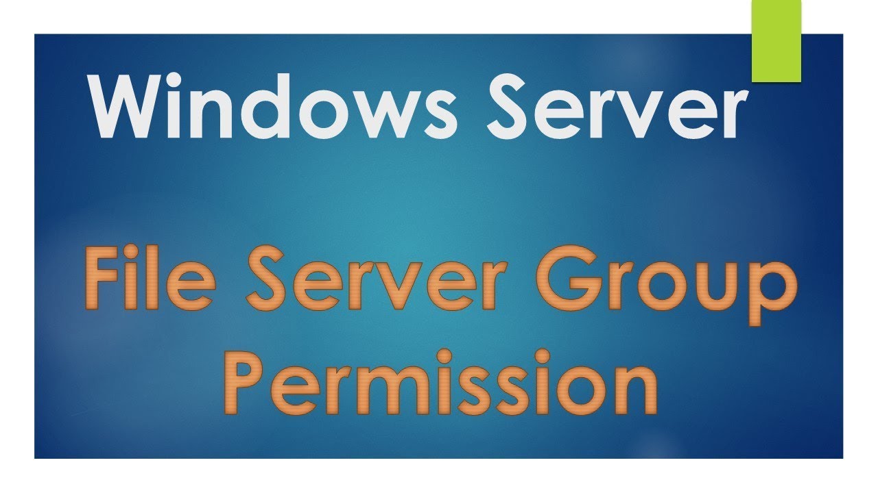 File Server Group Permission - YouTube