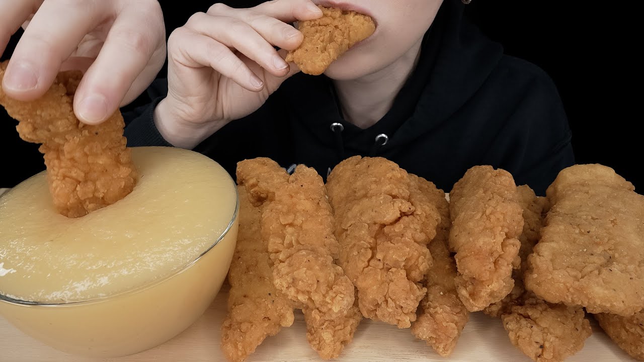 ASMR Chicken Tenders & Apple Sauce [Mukbang / Eating Sounds] - YouTube