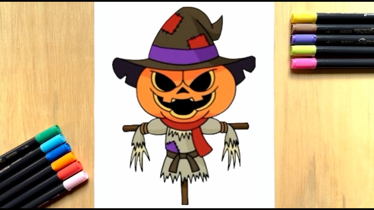 How to Draw a Scarecrow Easy Step by Step Tutorial 🎨 - YouTube