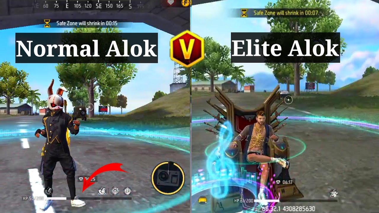 NORMAL ALOK VS ELITE ALOK | FREE FIRE ELITE ALOK ABILITY TEST | FREE ...