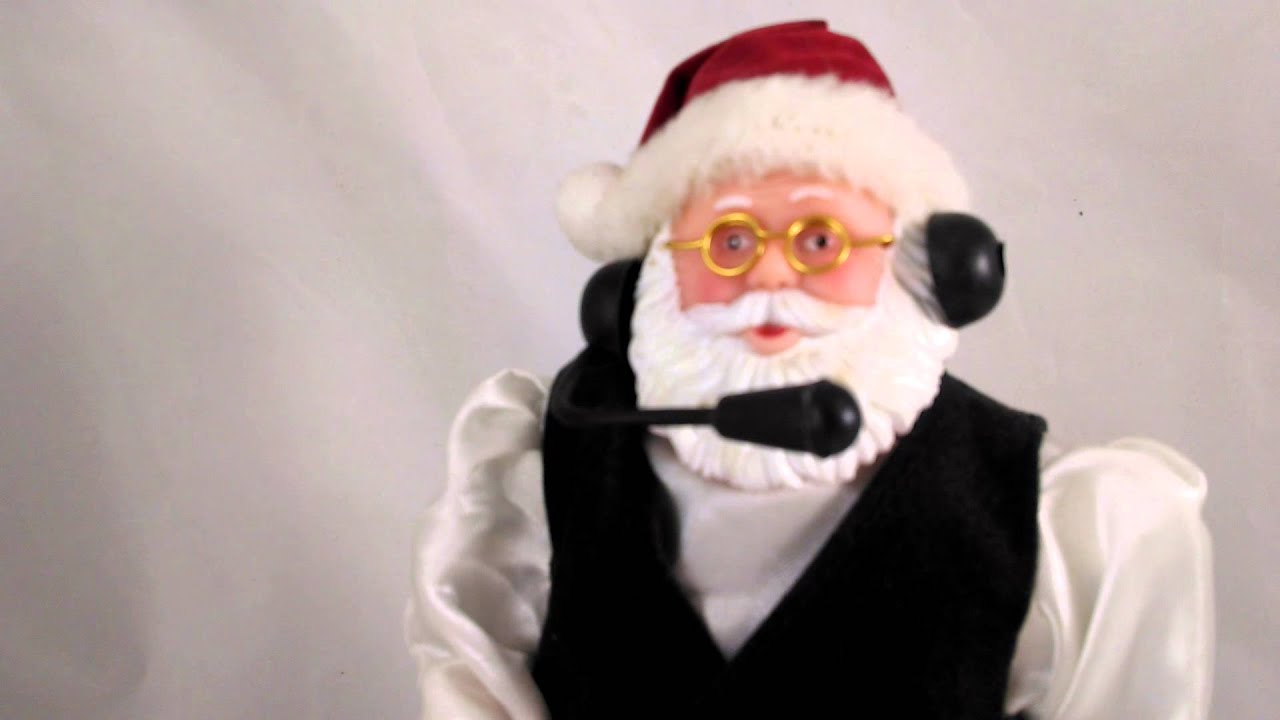 Vintage Santa Singing Rocking Dancing w Microphone Headset Jingle Bells ...