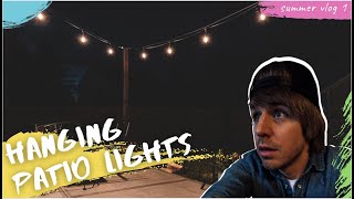 Hanging Patio Lights with Planters and Posts