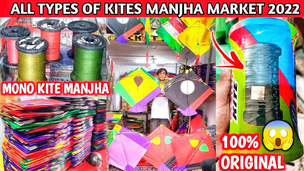 All Types Kites Manjha Market😱| Cheapest Kite Market in Delhi Mono Kite ...