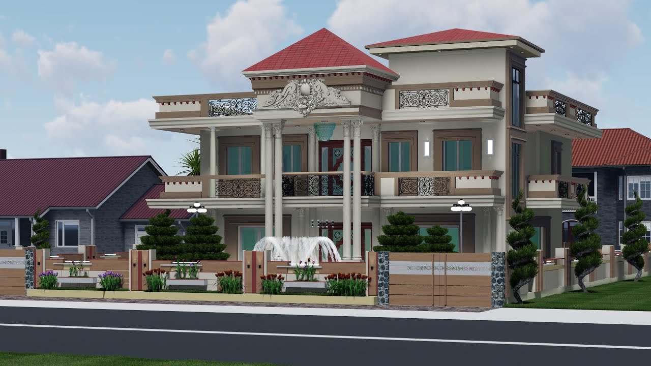 Villa Pattern classic Elevation Design with motion #हवेली - YouTube