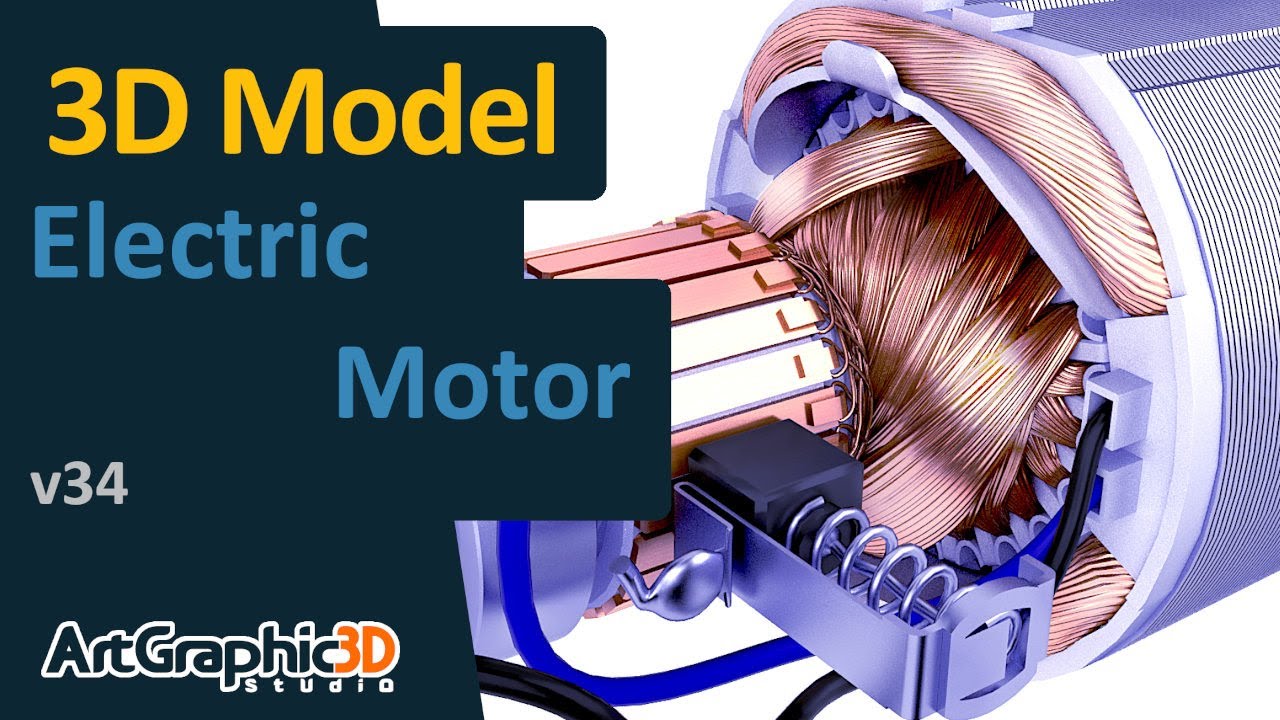 Professional Electric Motor 3D Model For 3D Power Tools. Realistic 3D ...
