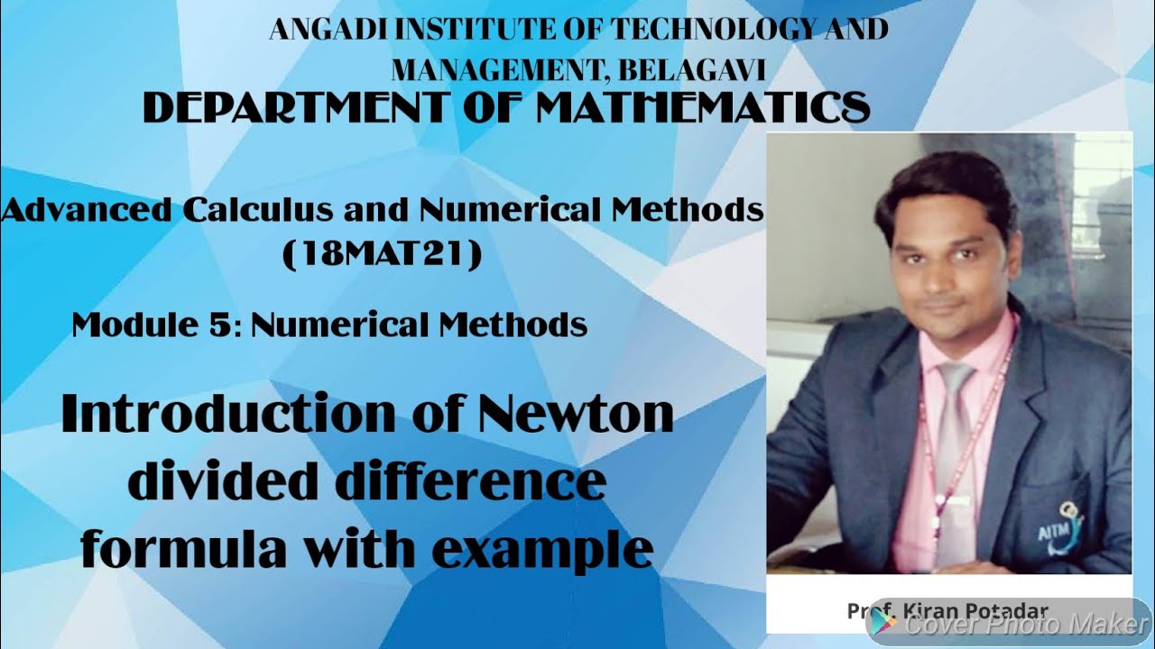 18MAT21 Introduction of Newton divided difference formula with an ...