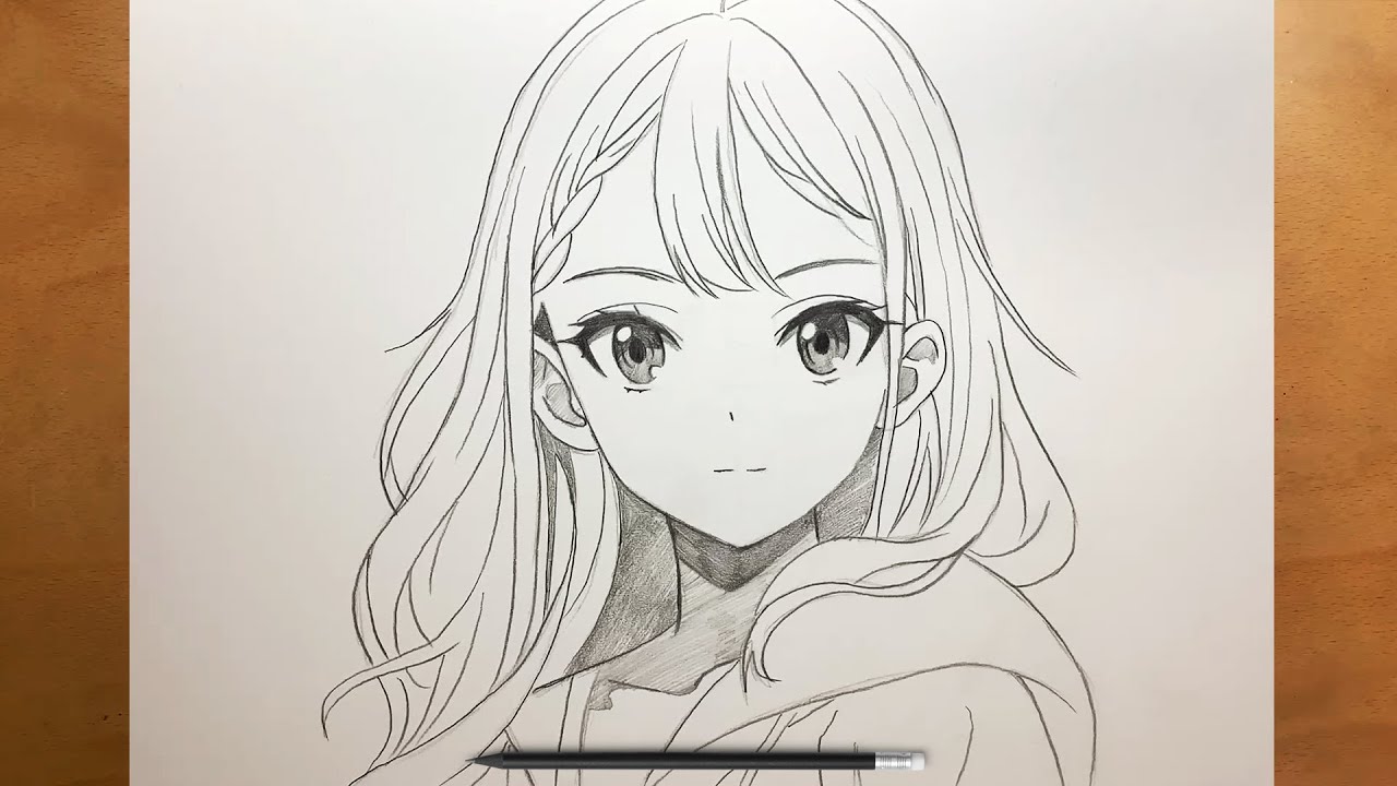 Easy anime sketch | How to draw a cute anime girl step by step ...