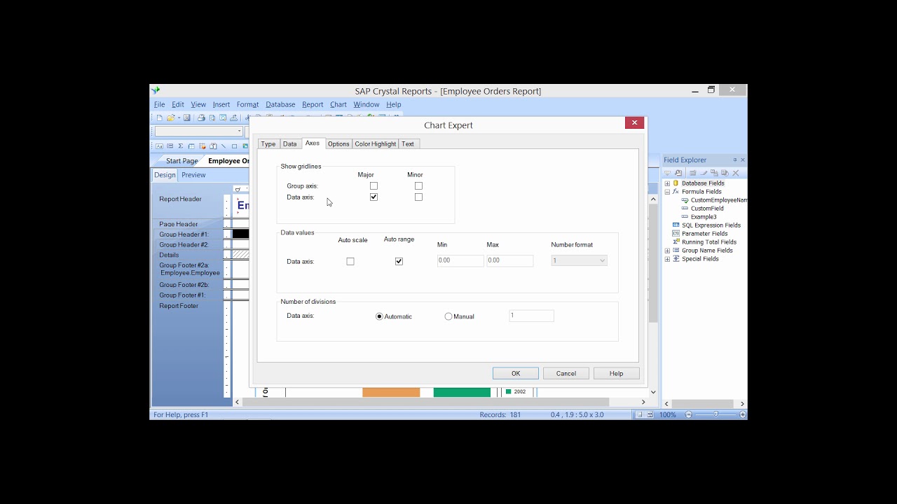 Crystal Reports 2013 Tutorial The Chart Expert Business Objects Training - YouTube